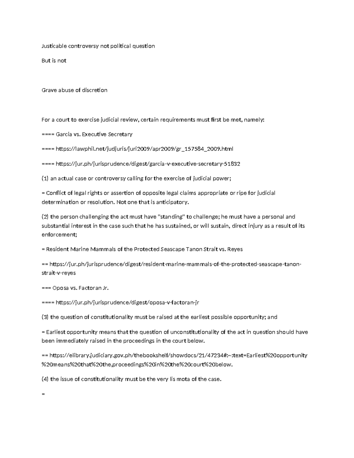 Justicable controversy not political question - Executive Secretary ...