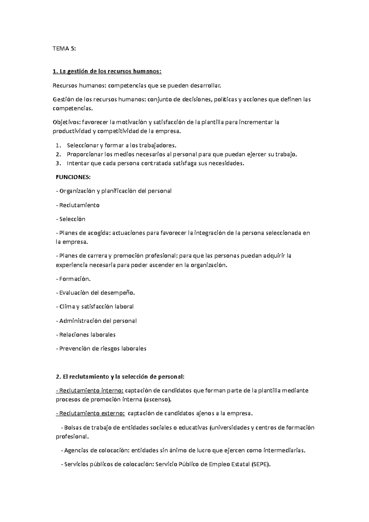 TEMA 5 - Resumen del tema 5 del libro de 2° de Bachillerato "Economía de la Empresa" - TEMA 5 ...