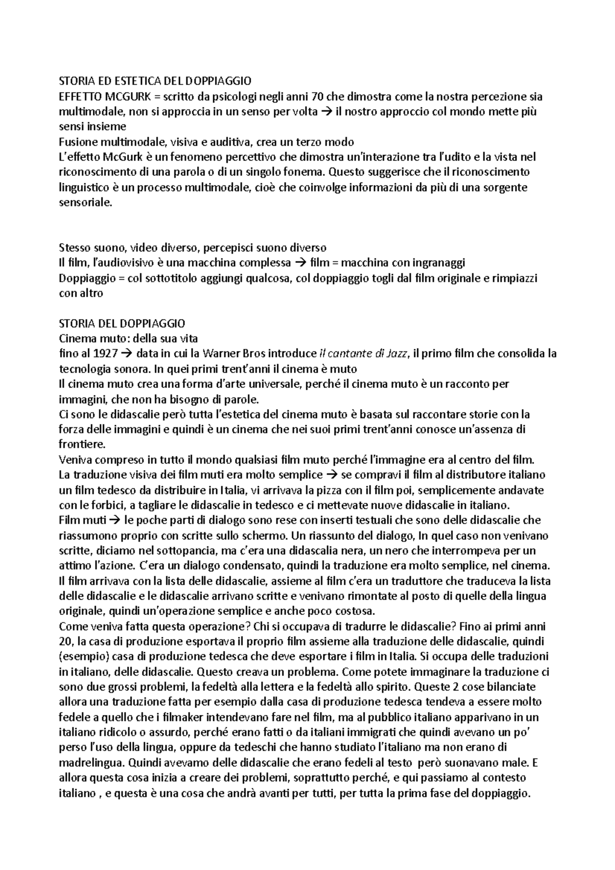 Storia ED Estetica DEL Doppiaggio - STORIA ED ESTETICA DEL DOPPIAGGIO ...