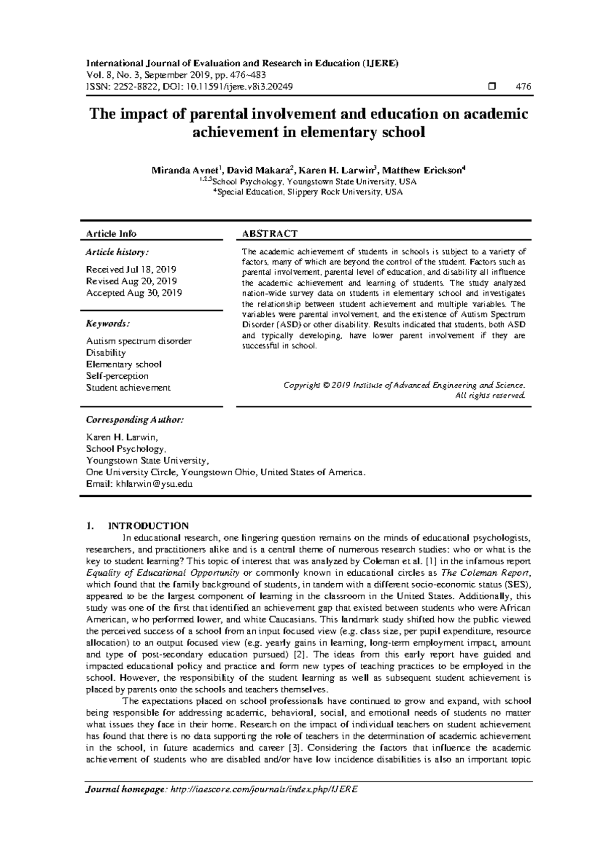 9. The impact of parental involvement and education on academic ...