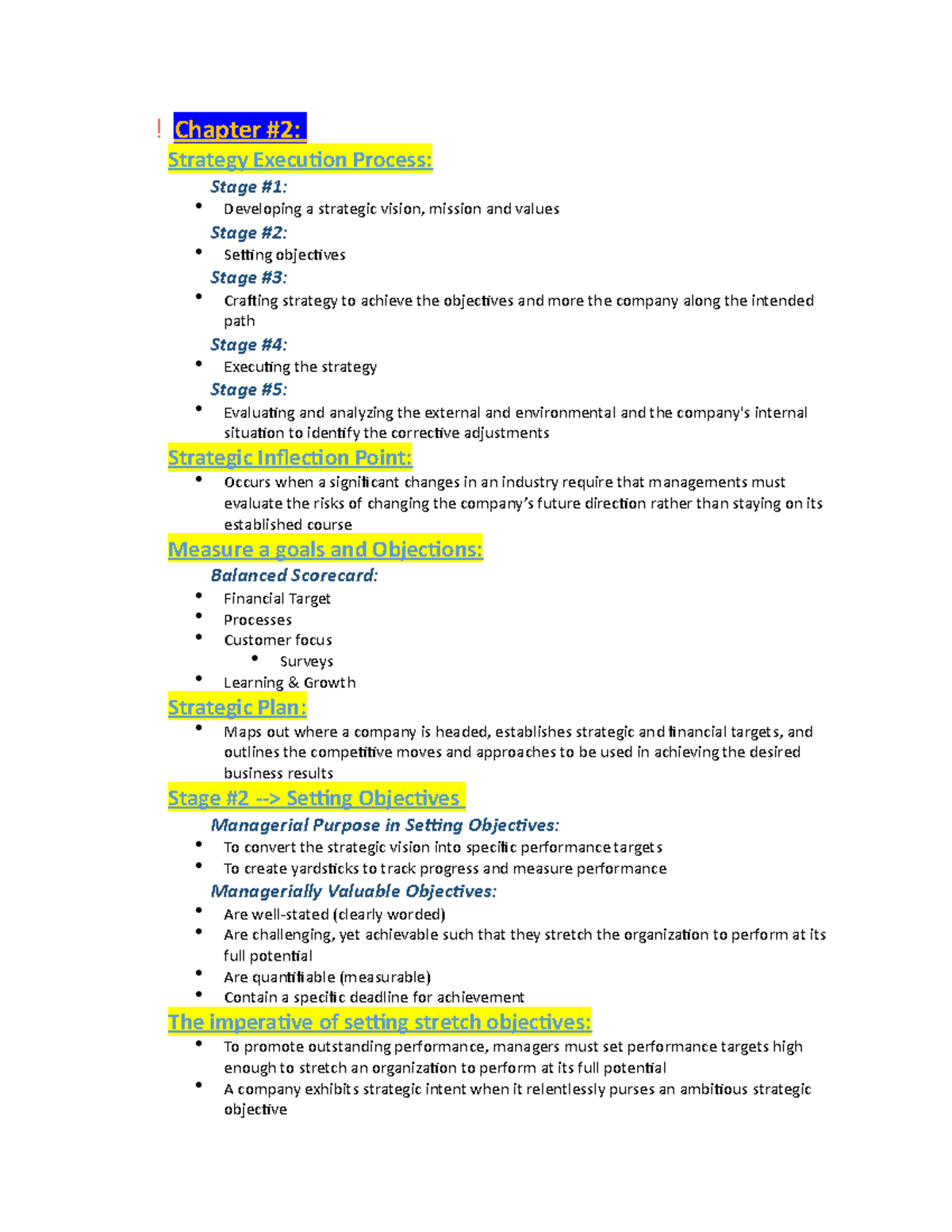 SAIT [Managing Strategically] - Chapter 2 - Chapter #2: Strategy Execution Process: Stage #1 ...