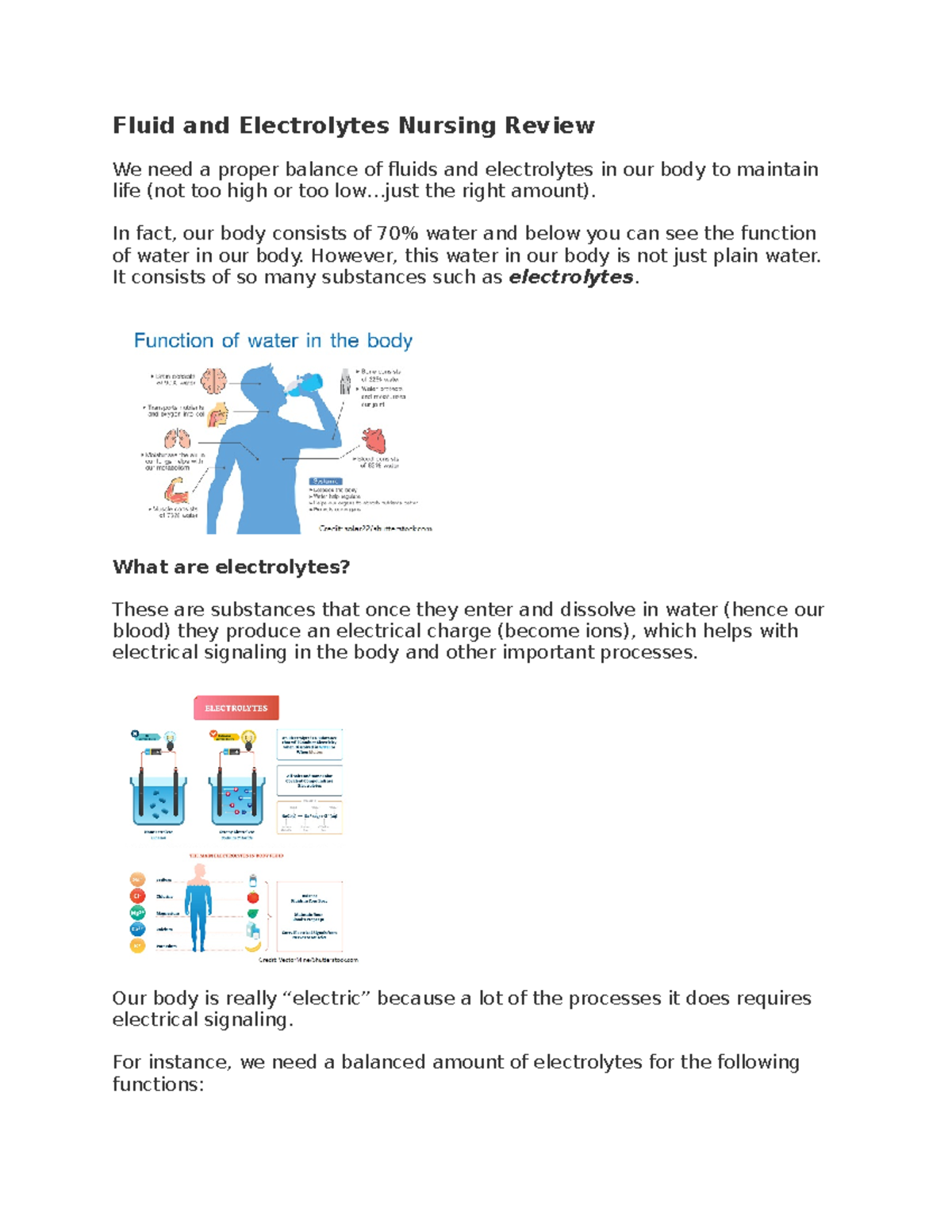 Fluid and Electrolytes Nursing Review - . the right amount). In fact ...