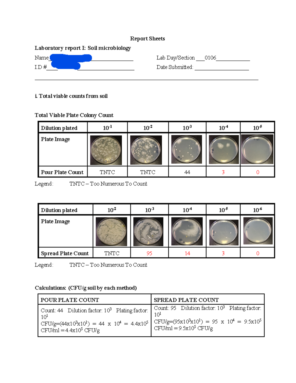Lab Report 1 W21 MICR2430 - Report Sheets Laboratory report I: Soil ...