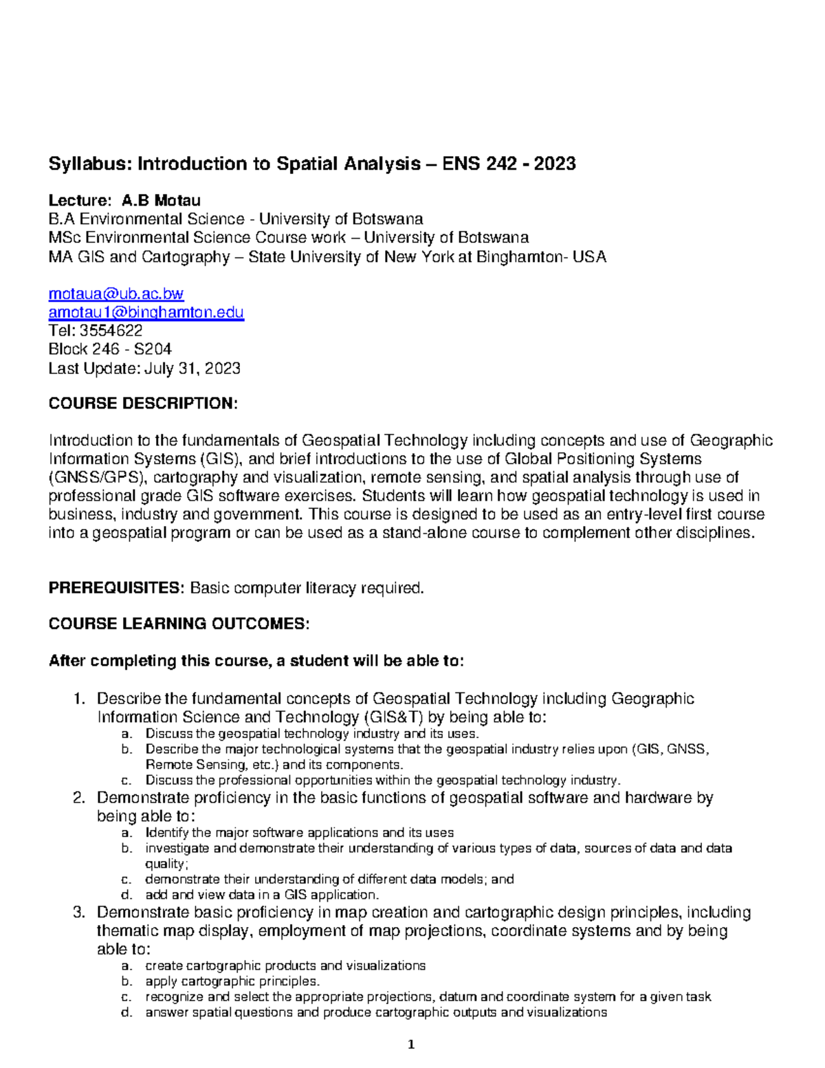 ENS242 - Syllabus 2023 - Environmental sciences notes focusing on the ...