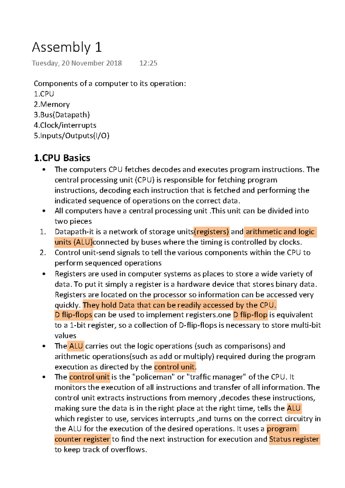 Assembly 1 - Lecture notes 3 - Assembly 1 Tuesday, 20 November 2018 12: ...