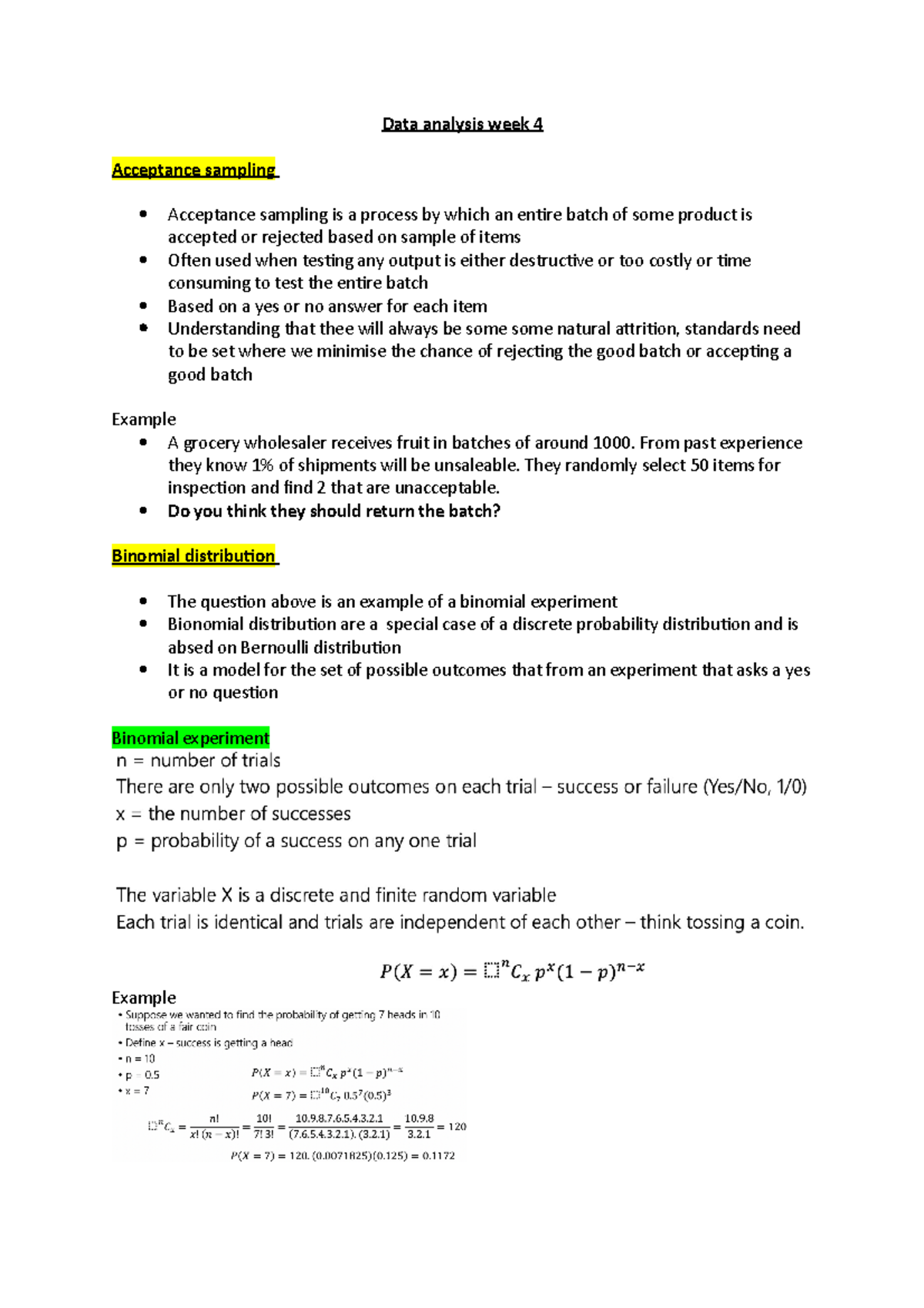 Data Analysis Week 4 Lecture Notes 4 Data Analysis Week 4