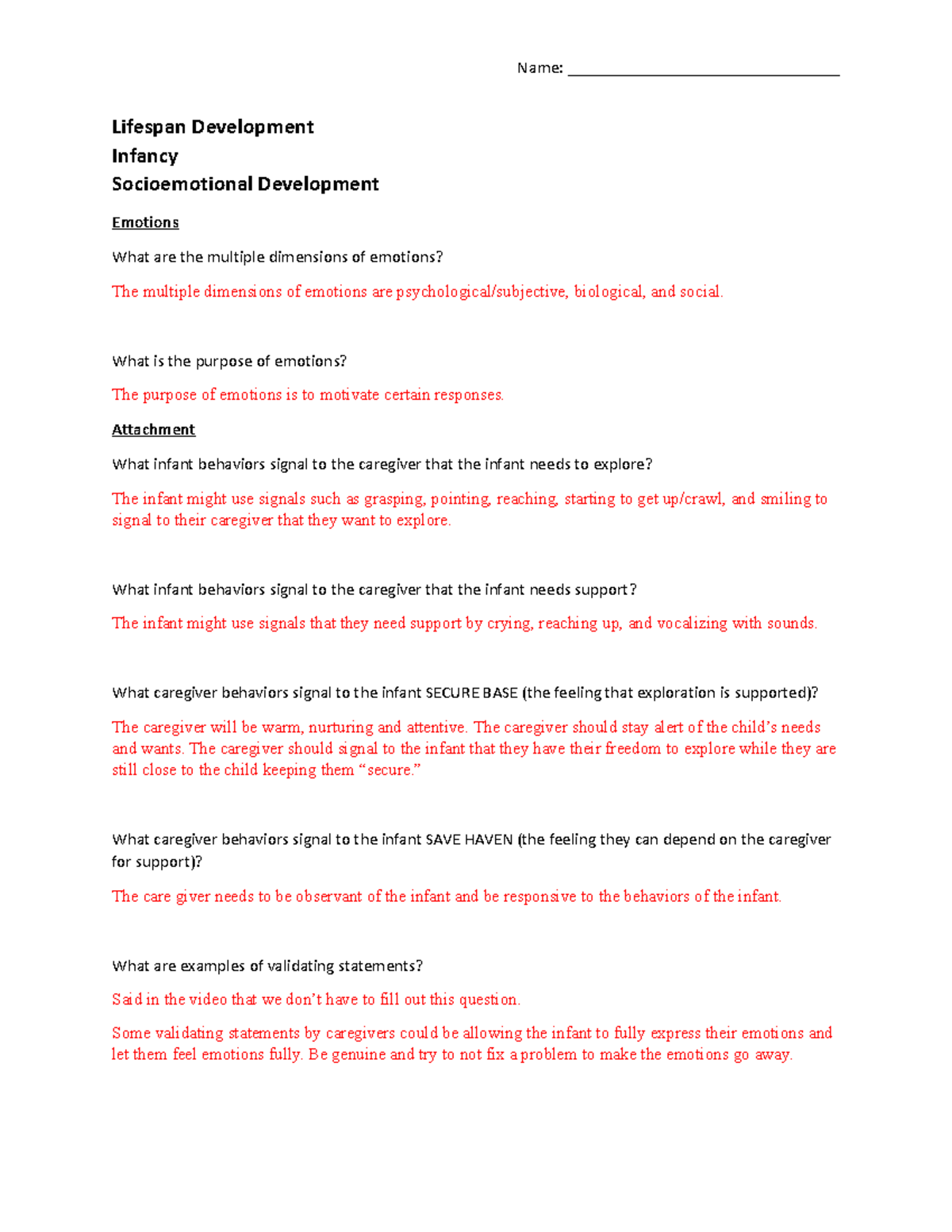 Worksheet - infant social - Name ...