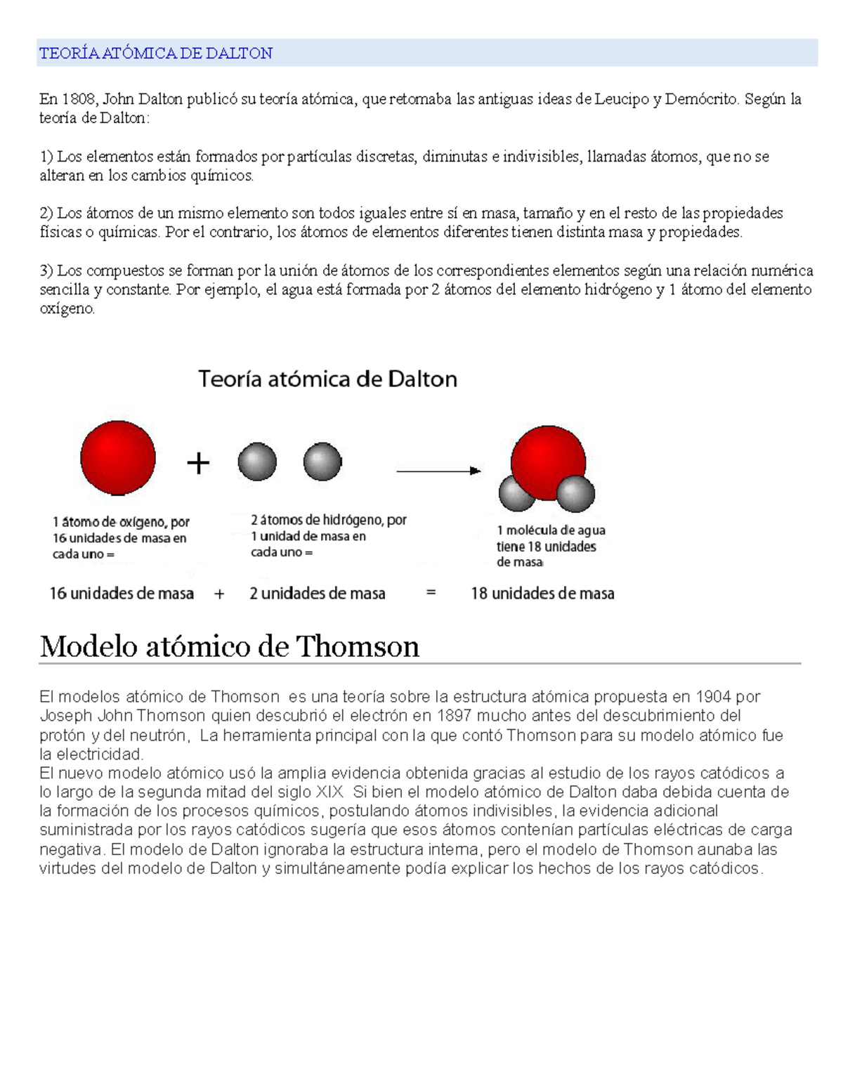 Teoría Atómica DE Dalton - TEORÍA ATÓMICA DE DALTON En 1808, John ...