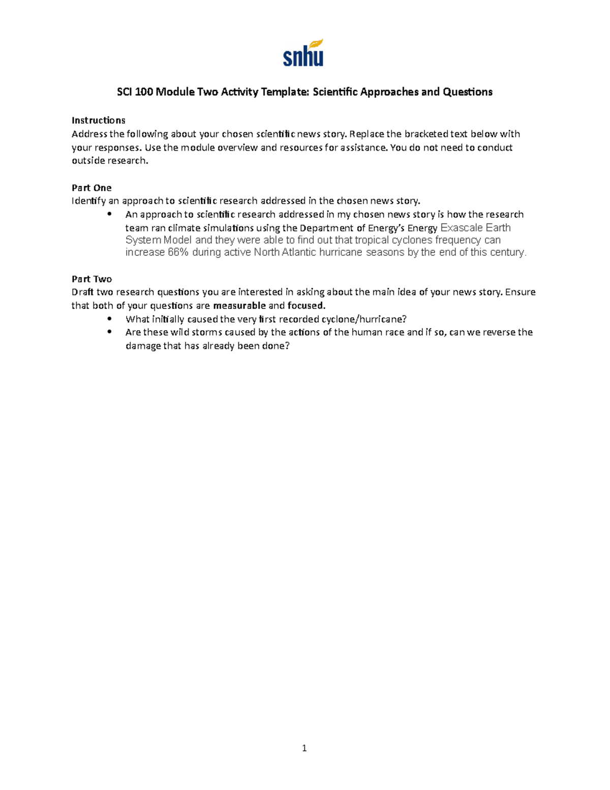 Natural Science Module 2 Template - SCI 100 Module Two Activity ...