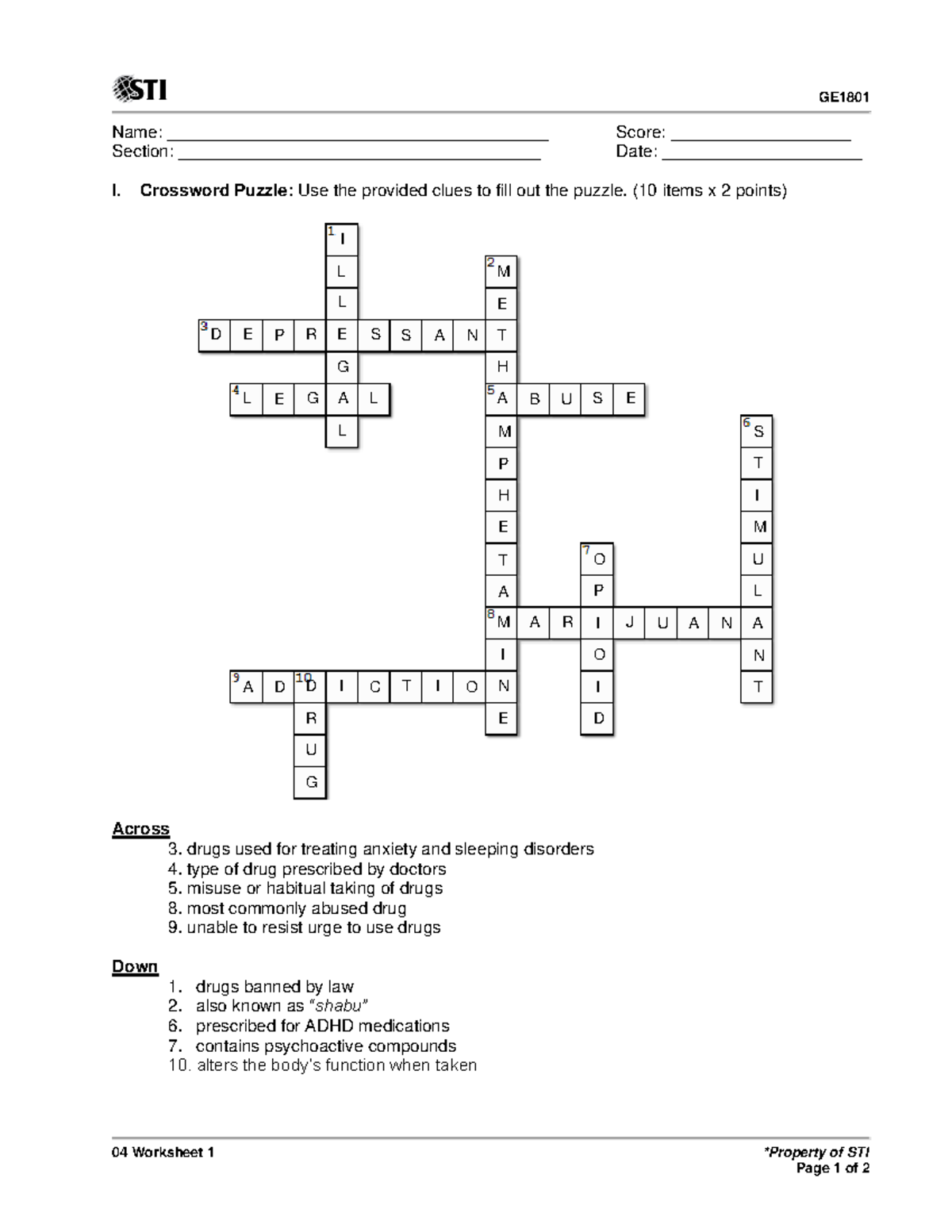 04 Worksheet 1 NSTP 1 - GE 04 Worksheet 1 *Property of STI Page 1 of 2 ...