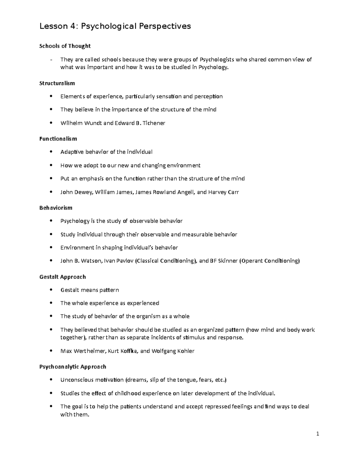 Lesson 4 Psychological Perspectives - Lesson 4: Psychological ...
