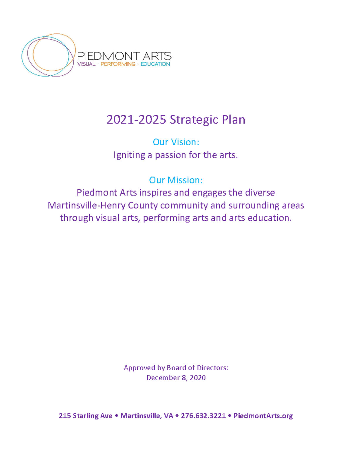 Approved 2021-2025 Strategic Plan - 2021-2025 Strategic Plan Our Vision ...