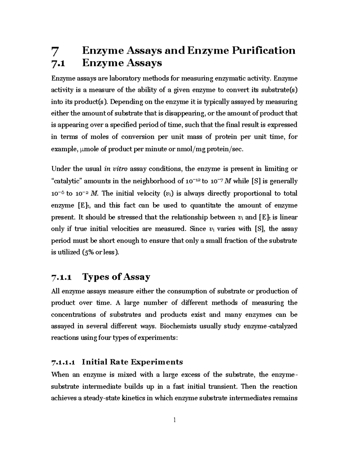 7 Enzyme Assays and Enzyme Purification - Enzyme activity is a measure ...