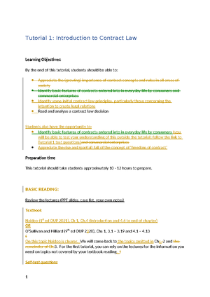 Introduction to Contract Tutorial 1 - CL4301 - Cardiff - Studocu