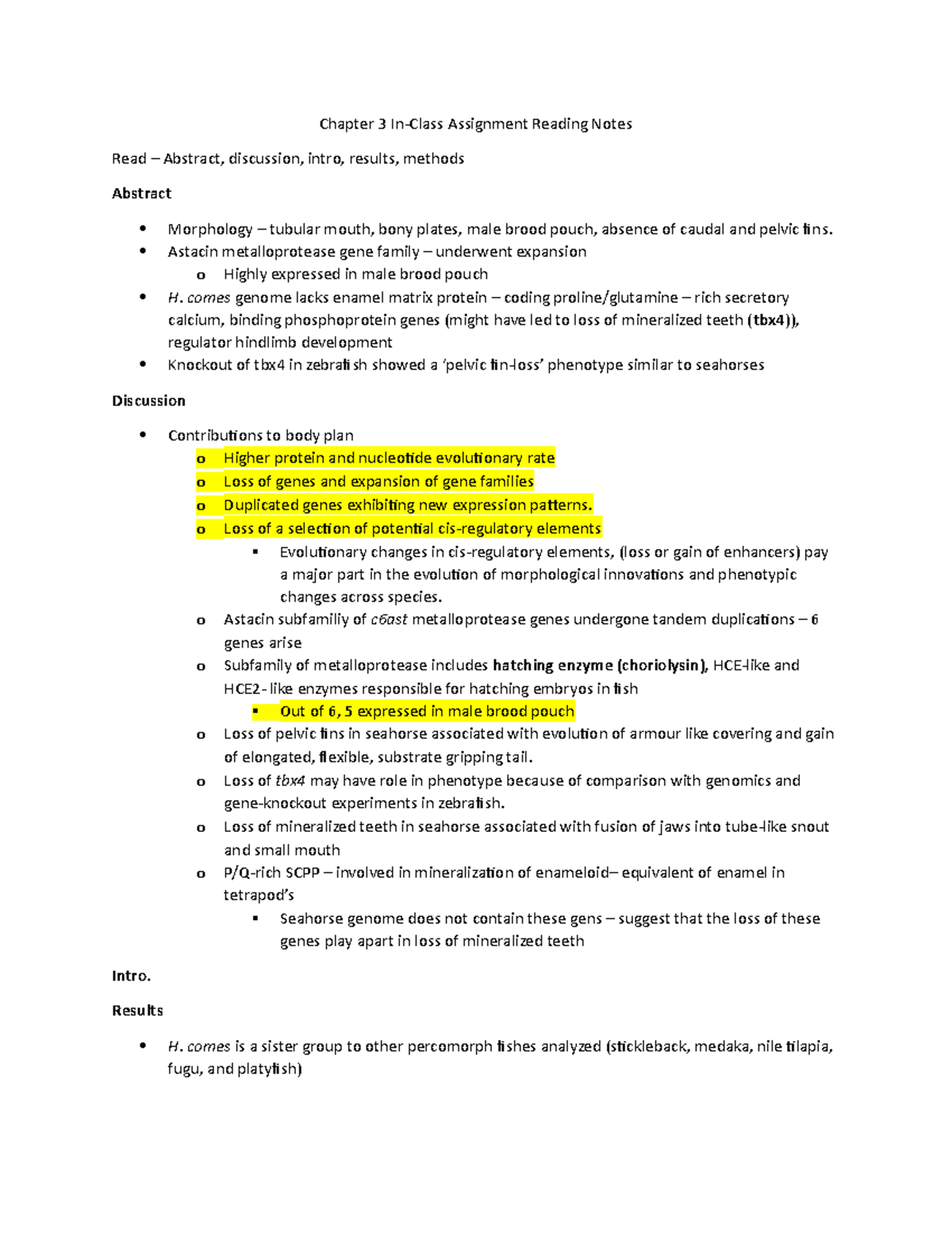 Ch. 3 In-class Assignment Notes - Chapter 3 In-Class Assignment Reading ...