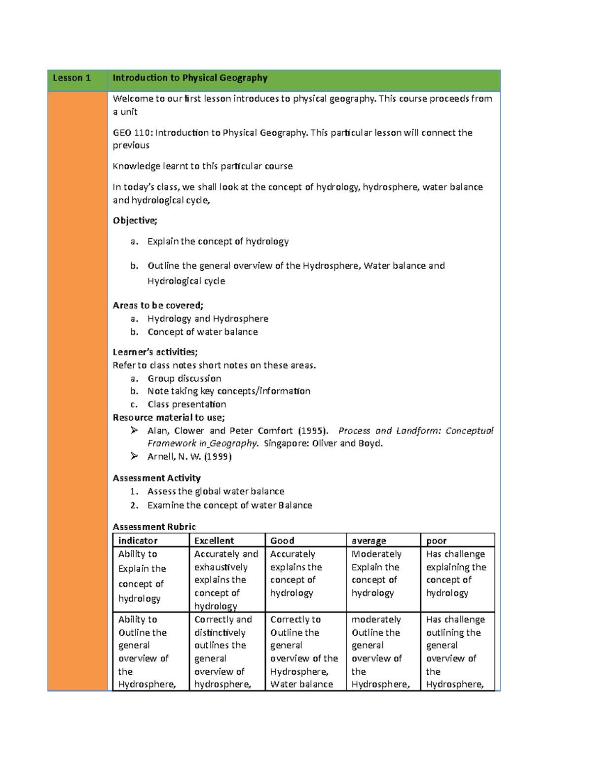 Week 2 - These are geography notes - Lesson 1 Introduction to Physical ...