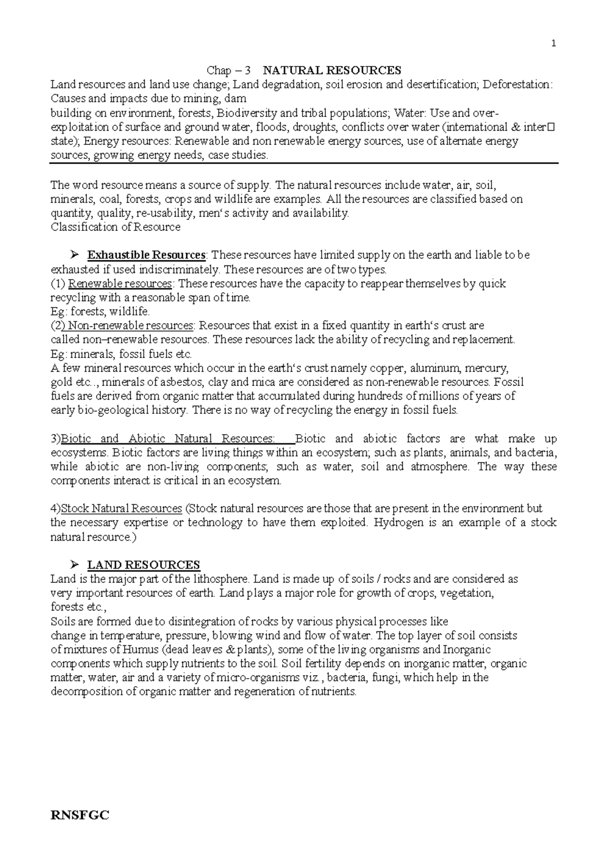 1675090129500 ES Notes chap 3 Natural Resources - Chap – 3 NATURAL ...