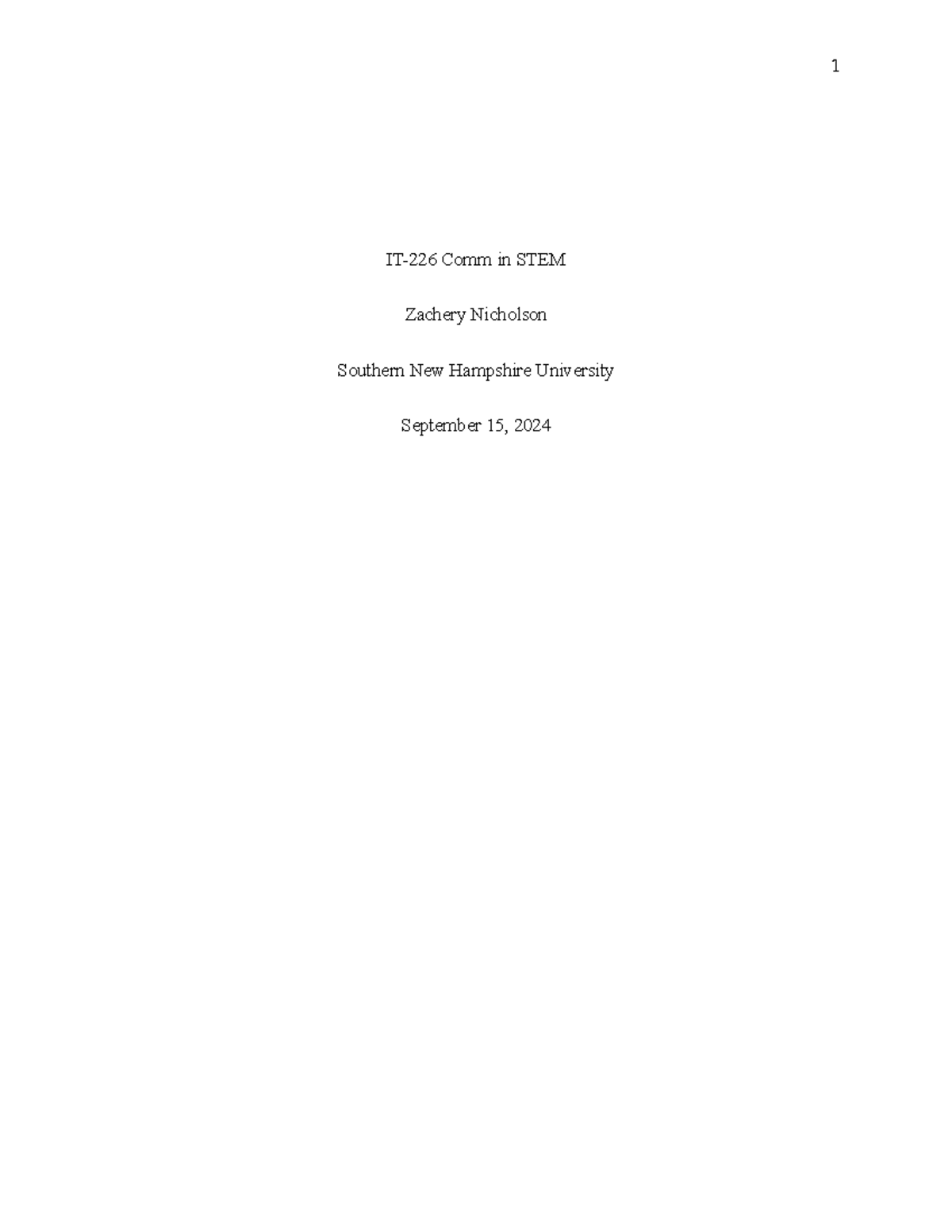 IT 226 Module Two - kdnkfnknsdop - 1 IT-226 Comm in STEM Zachery ...