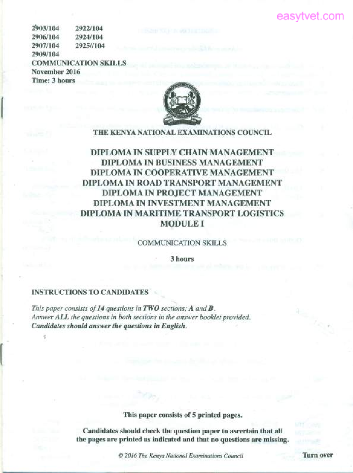 2016 nov cskills - GOOD - easytvet COMMUNICATION SKILLS November 2016 ...