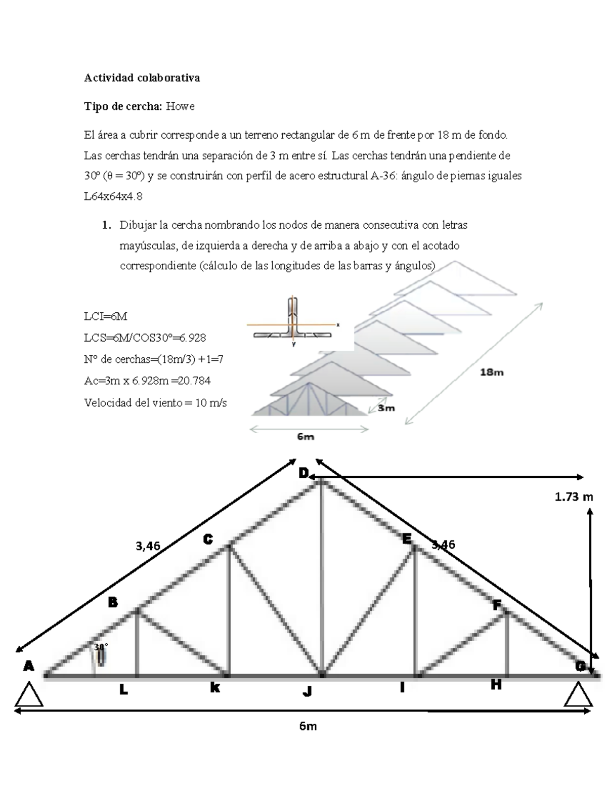 Avance Jhonnattan Vanegas - Actividad colaborativa Tipo de cercha: Howe El área a cubrir ...