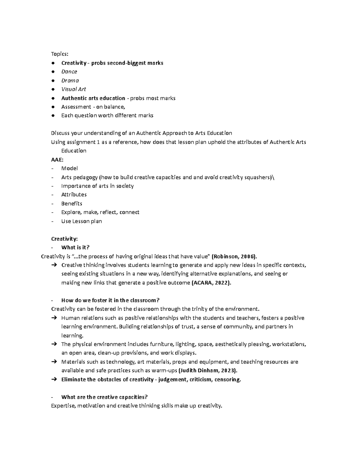 Drama exam notes S1 - Topics: Creativity - probs second-biggest marks ...