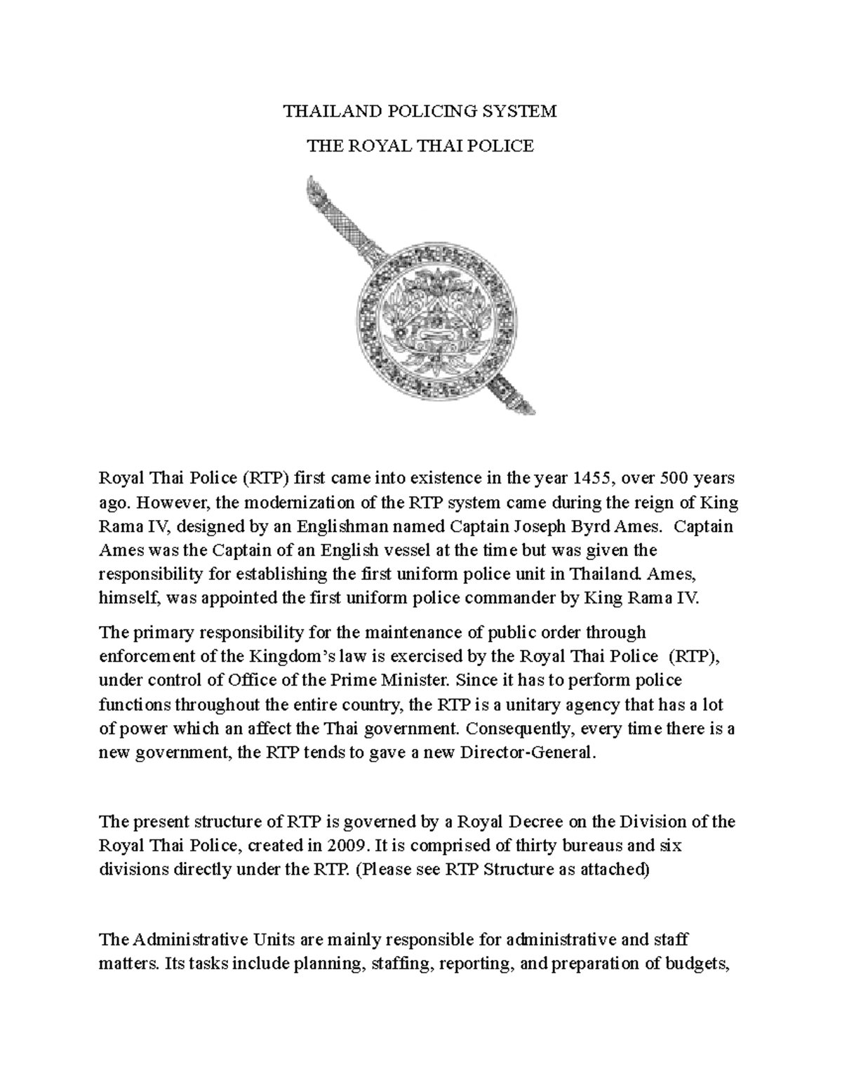 Thailand Policing System - THAILAND POLICING SYSTEM THE ROYAL THAI ...