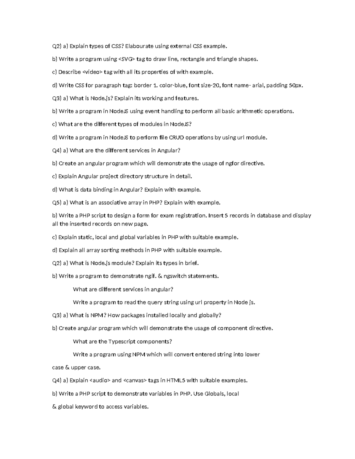 Question bank of AIT - Q2) a) Explain types of CSS? Elabourate using ...