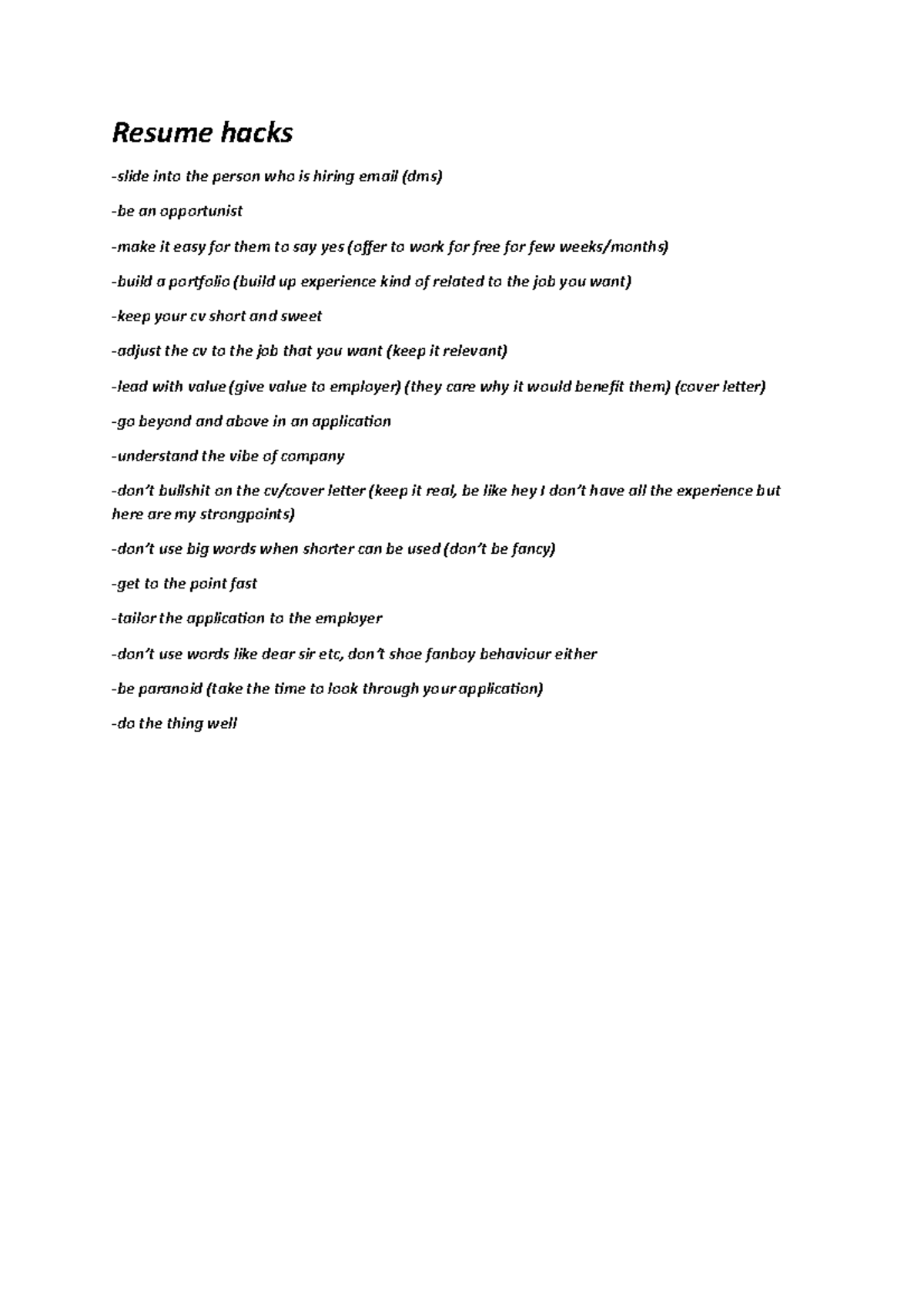 Resume hacks - cv - Resume hacks -slide into the person who is hiring ...