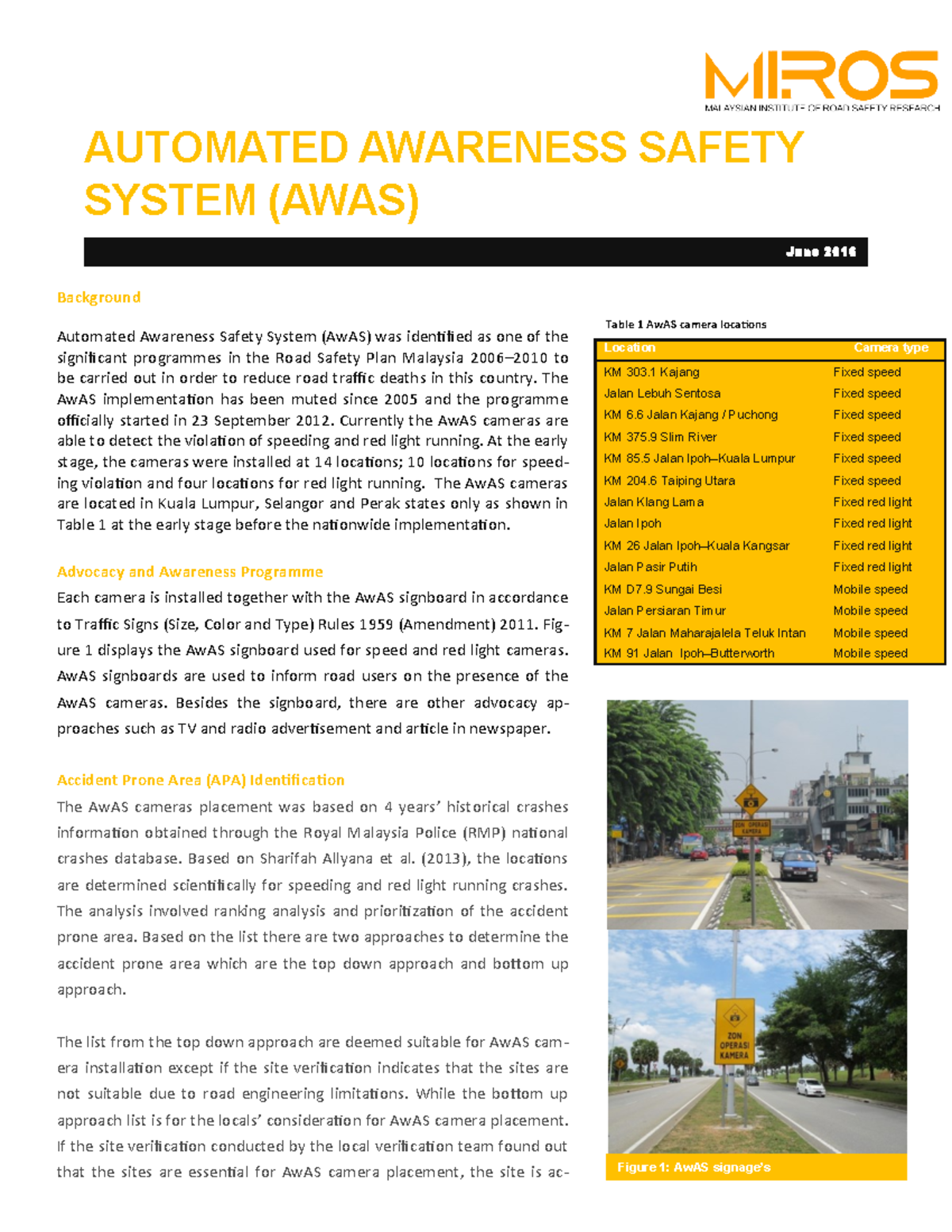 Automated Awareness Safety System (AWAS) - AUTOMATED AWARENESS SAFETY ...