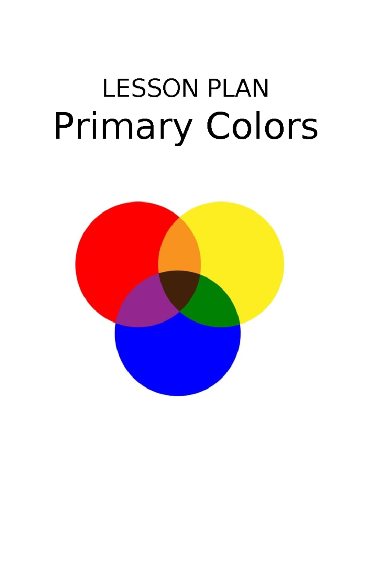 Sienalyn M. Caneos -Lesson plan - LESSON PLAN Primary Colors Lesson ...