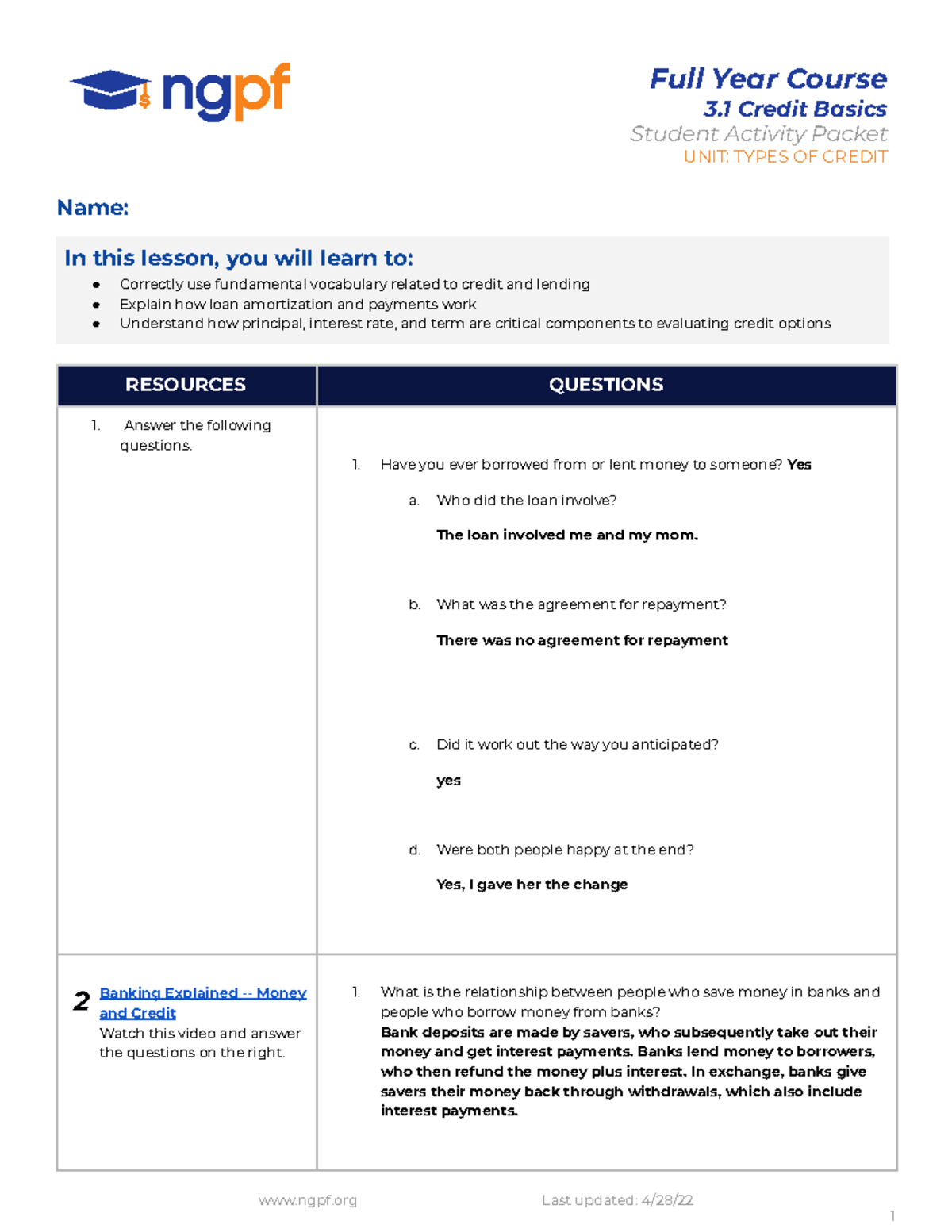 Untitled - algebra - Full Year Course 3 Credit Basics Student Activity ...