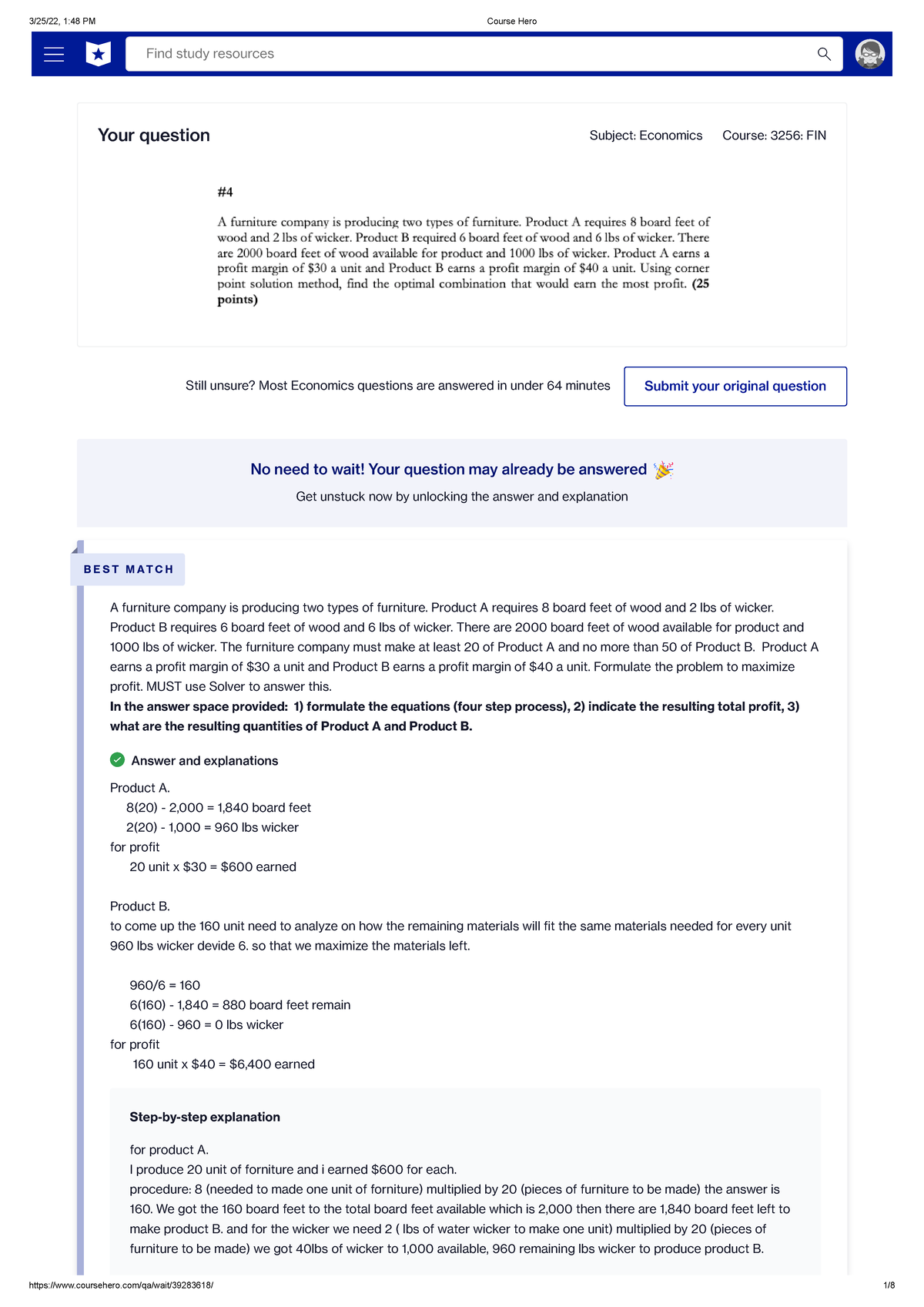 Management Economics Tutorial work (2021-2022) - Your question Subject ...