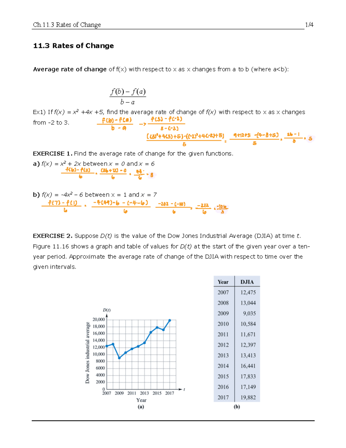 Ch11 - chapter 11 on the average rate of change - Ch.11 Rates of Change ...