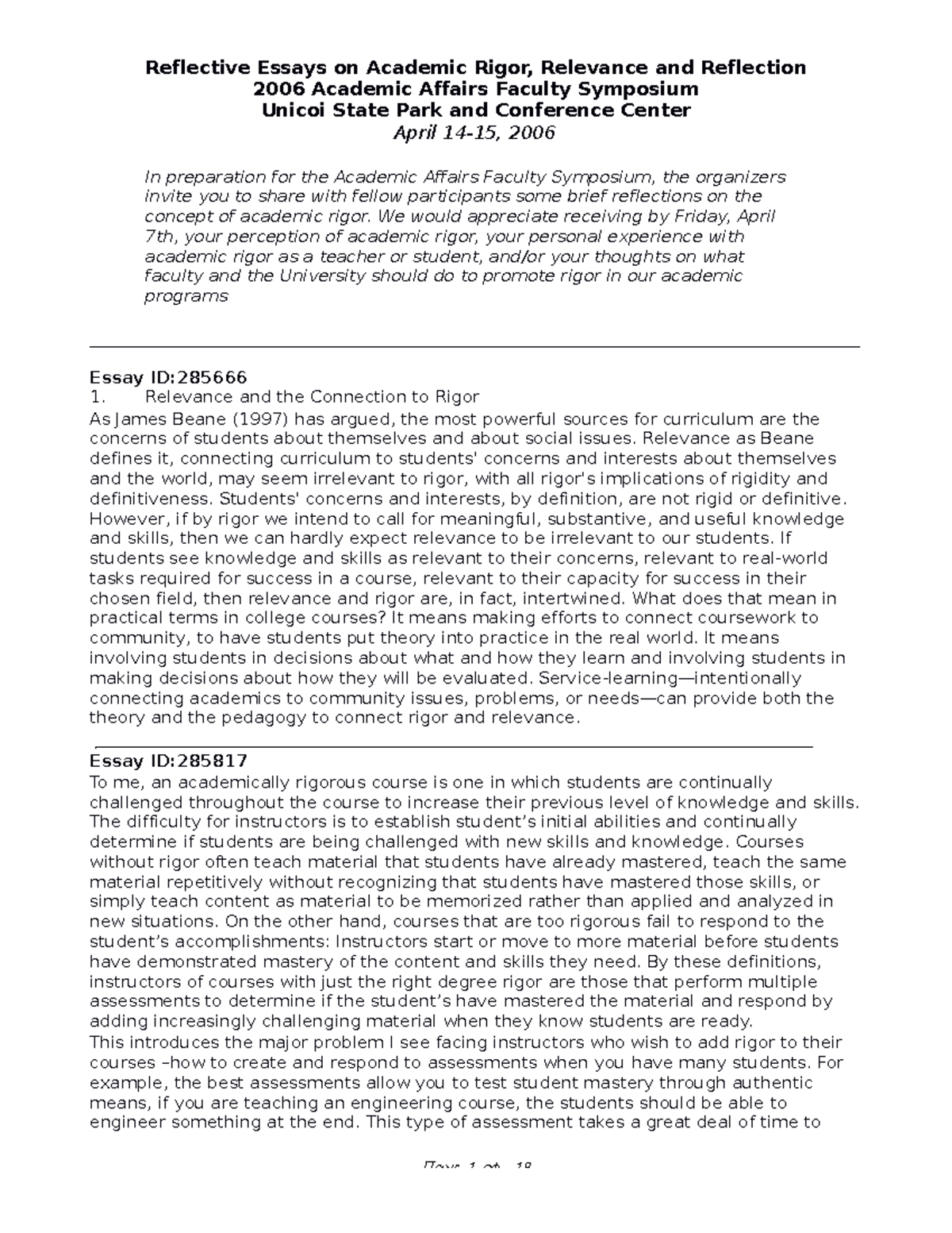 Reflective essay example 04 - Reflective Essays on Academic Rigor ...