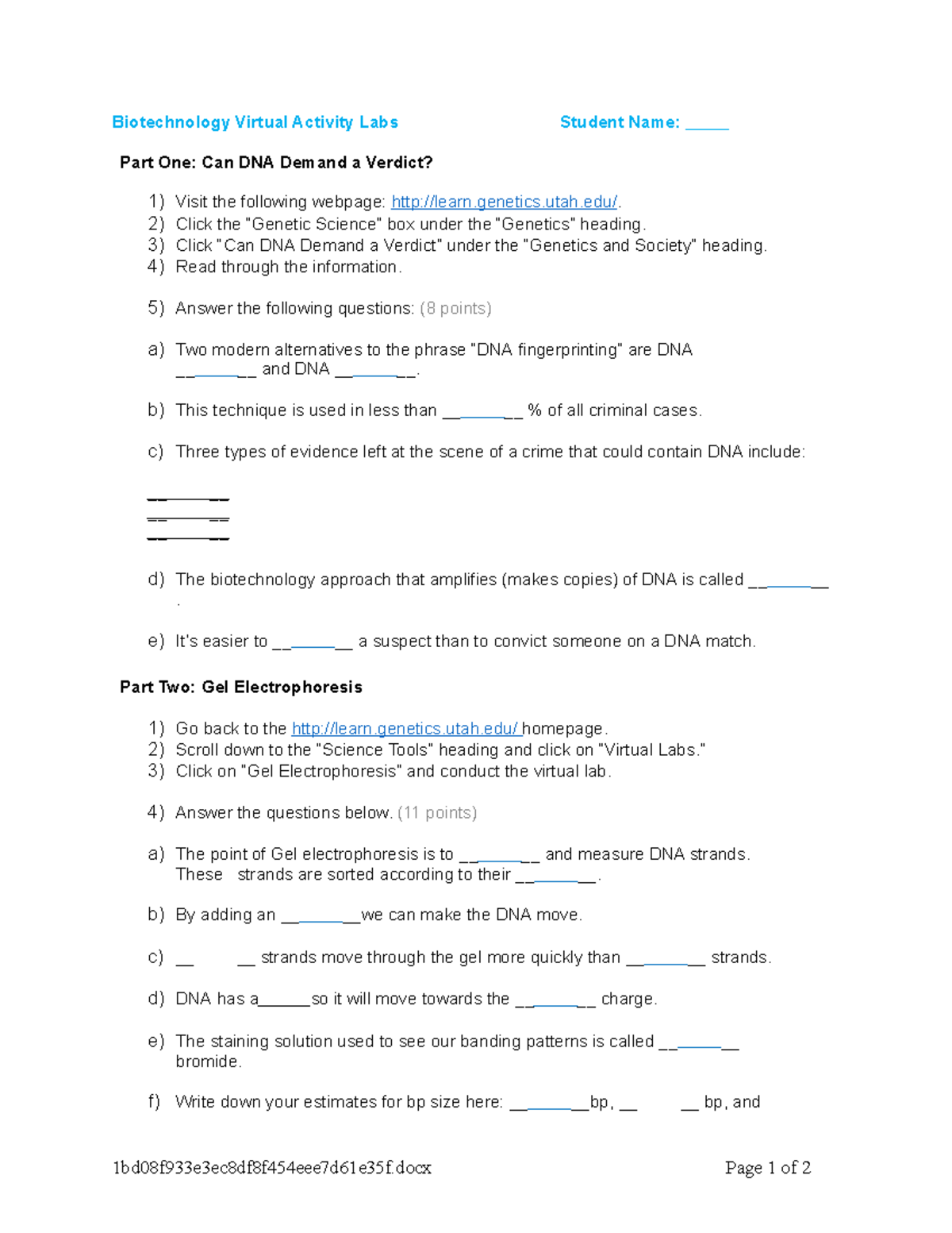 Biotechnology Virtual Labs - Biotechnology Virtual Activity Labs ...