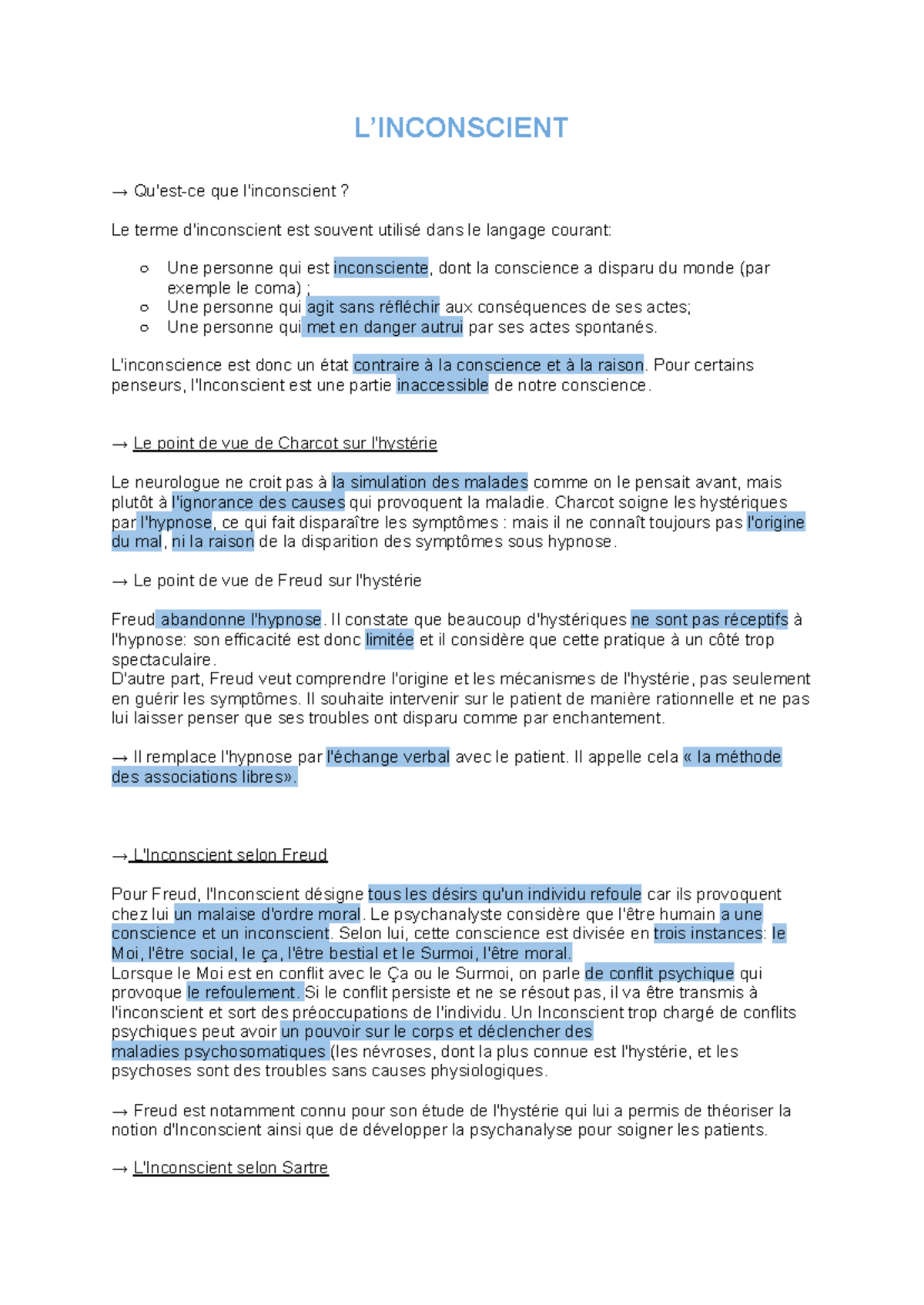 L’ Inconscient - L’INCONSCIENT → Qu'est-ce que l'inconscient? Le terme ...