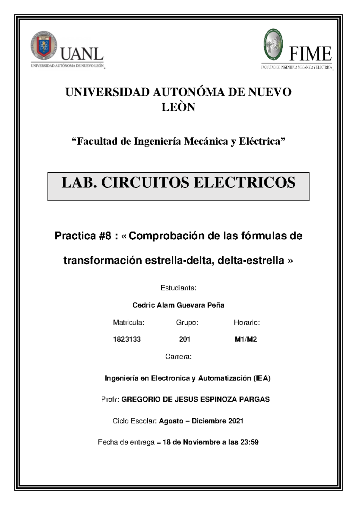 Práctica #8 Comprobación DE LAS Fórmulas DE Transformación ...