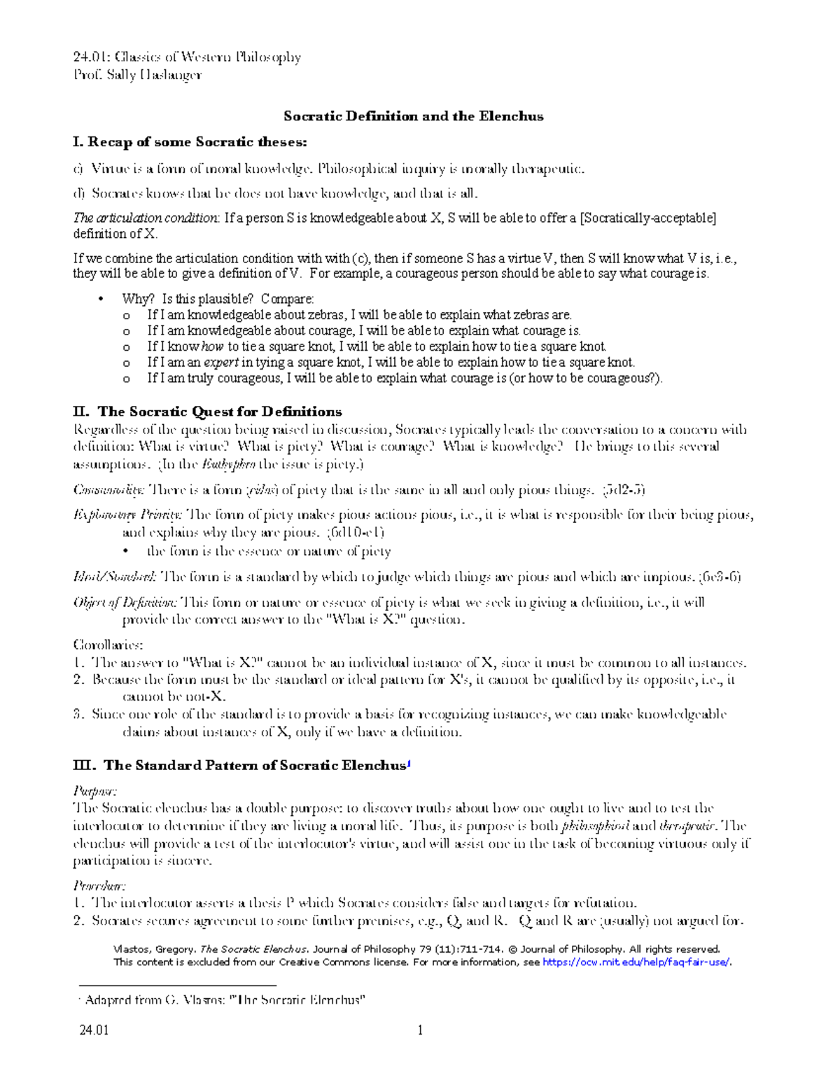 Socrates definition and the Elenchus - 24 1 24: Classics of Western ...