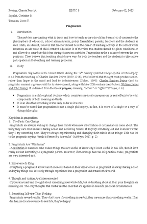 EDUC 4 HAND OUT - bbbb - EDUC 4 THE TEACHING PROFESSION CHAPTER 1: THE ...