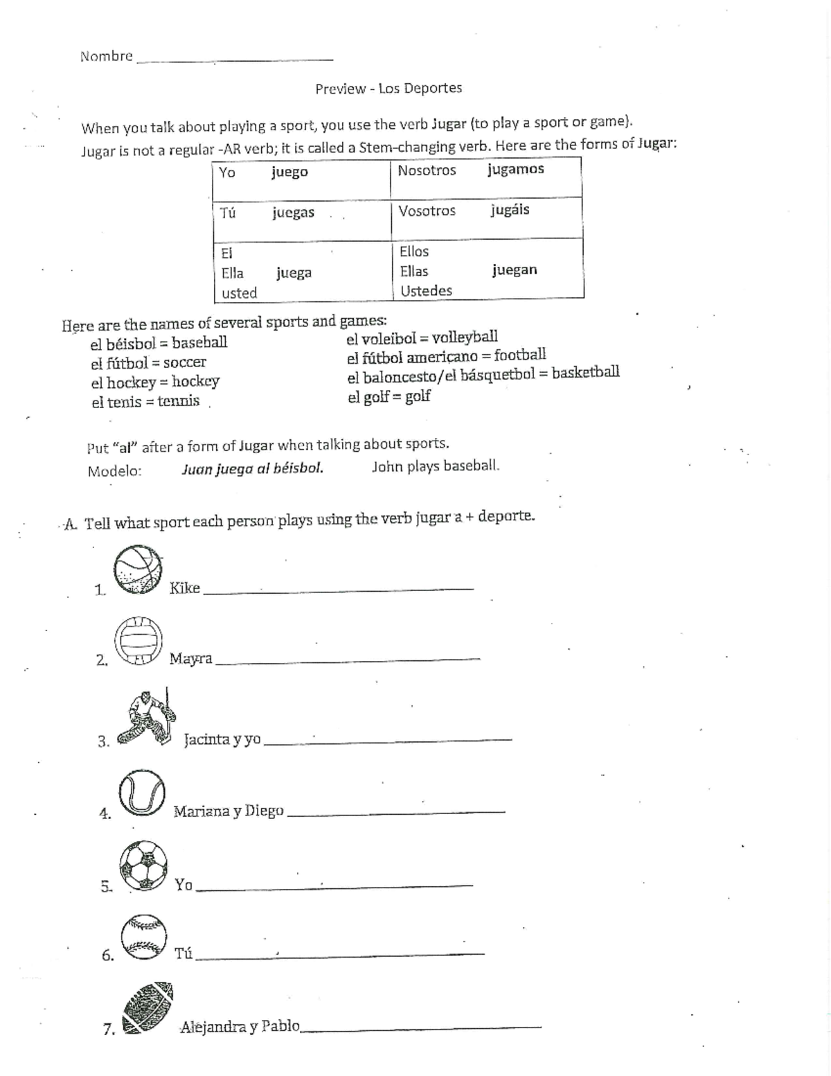 Preview Los Deportes 2 - spanish stuff - Studocu