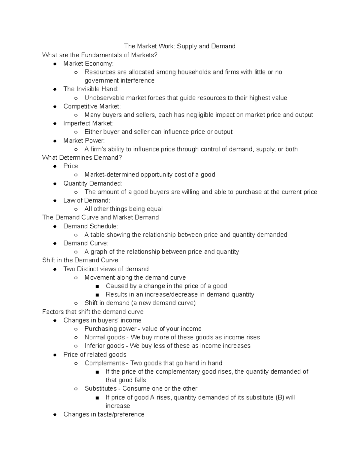 Basic Economics Chapter 4 - The Market Work: Supply and Demand What are ...