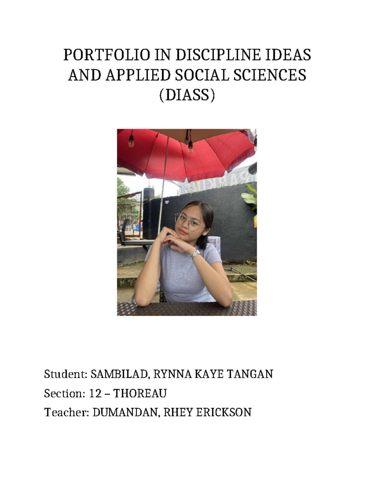 Dias - PORTFOLIO IN DISCIPLINE IDEAS AND APPLIED SOCIAL SCIENCES (DIASS ...