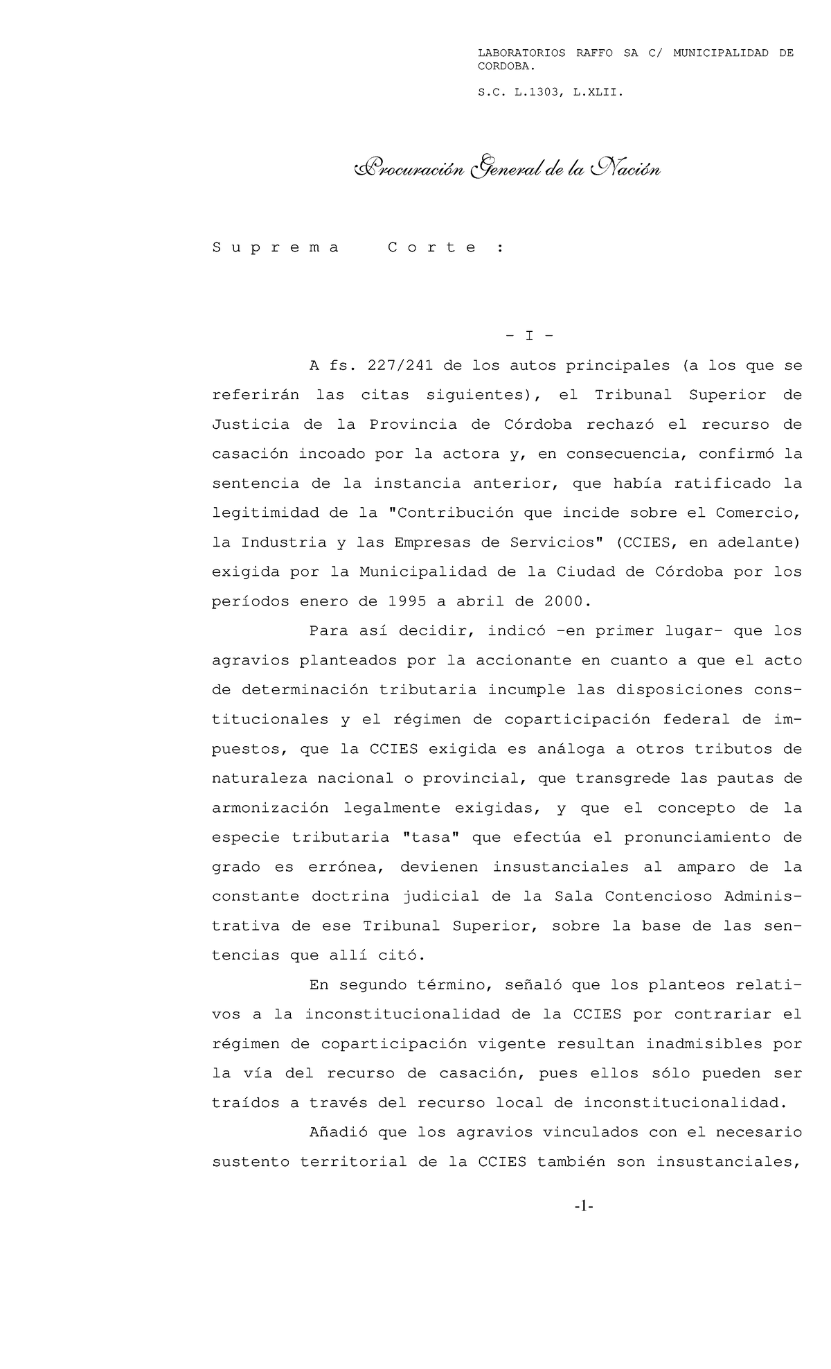 Fallo Lab. Raffo (Campus) - LABORATORIOSCORDOBA. RAFFO SA C ...