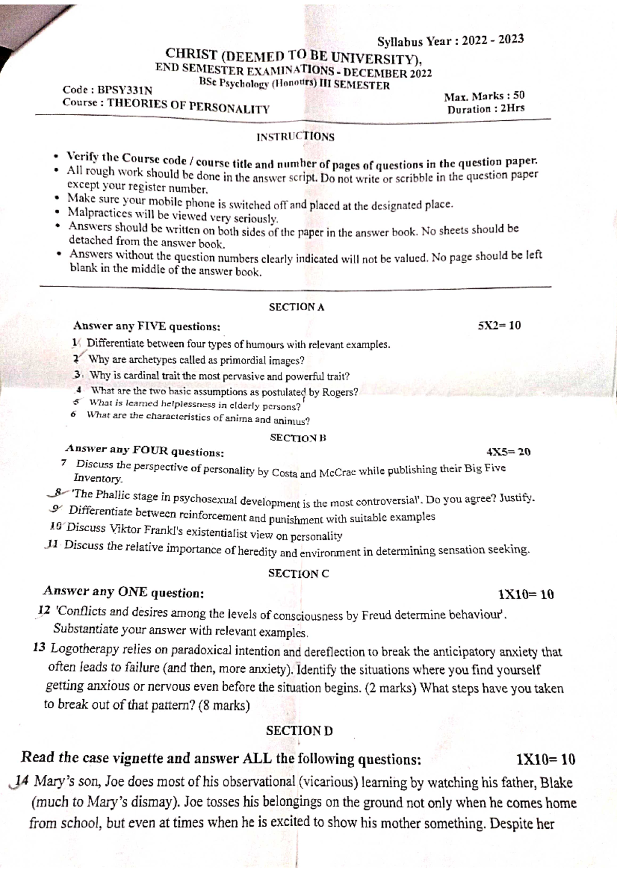 DOC-20231010-WA0016 - Sem3 ese question paper (2022-23) - Psychology ...