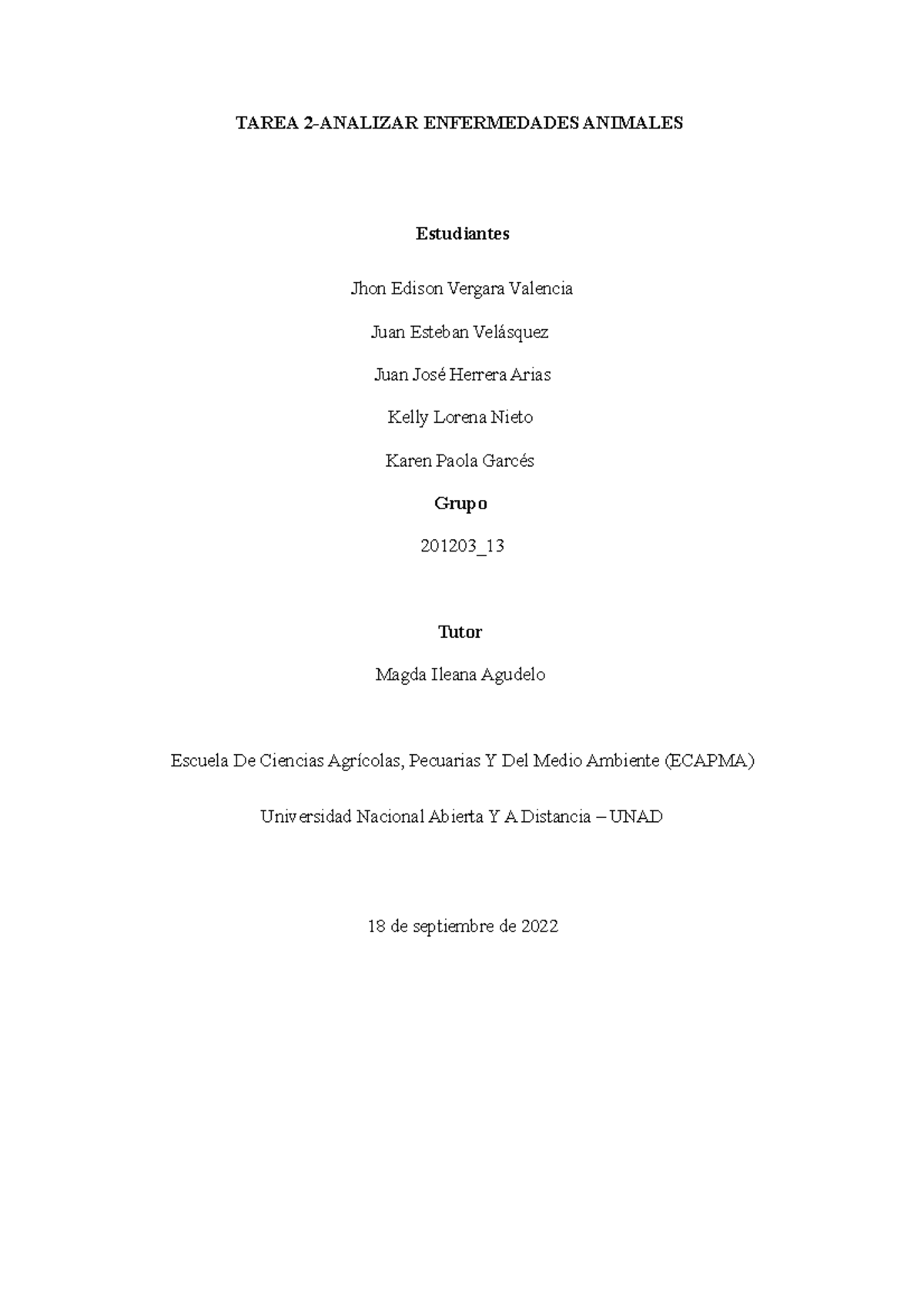 Agente Casual - TAREA 2-ANALIZAR ENFERMEDADES ANIMALES Estudiantes Jhon ...