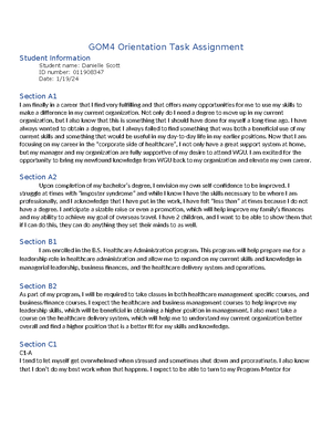 Orientation Task - Student Information Student name: ID number: Date ...