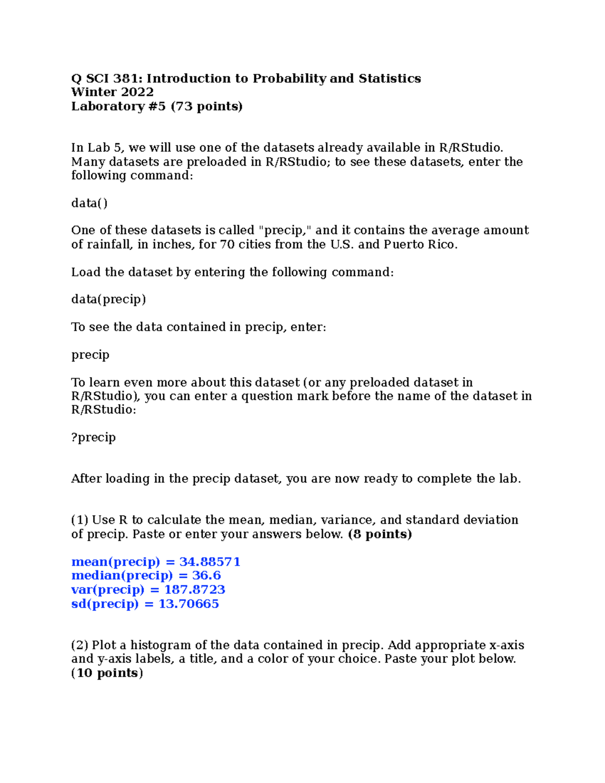 QSCI 381 Lab 5 KEY - Q SCI 381 Lab Key - Q SCI 381: Introduction to ...