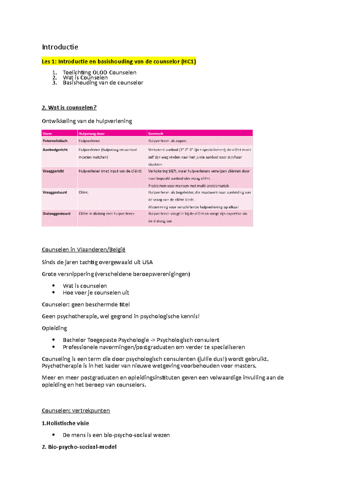 Introductie counselen - Introductie Les 1: Introductie en basishouding ...