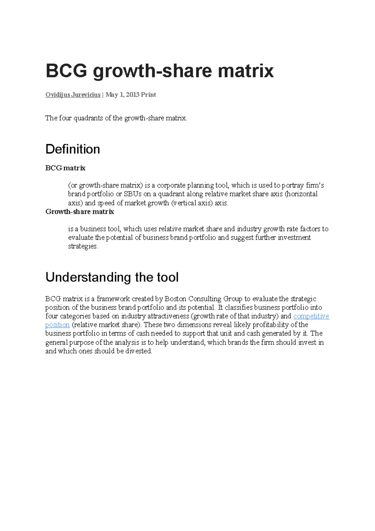 BCG growth - this notes will assist students with understanding the ...