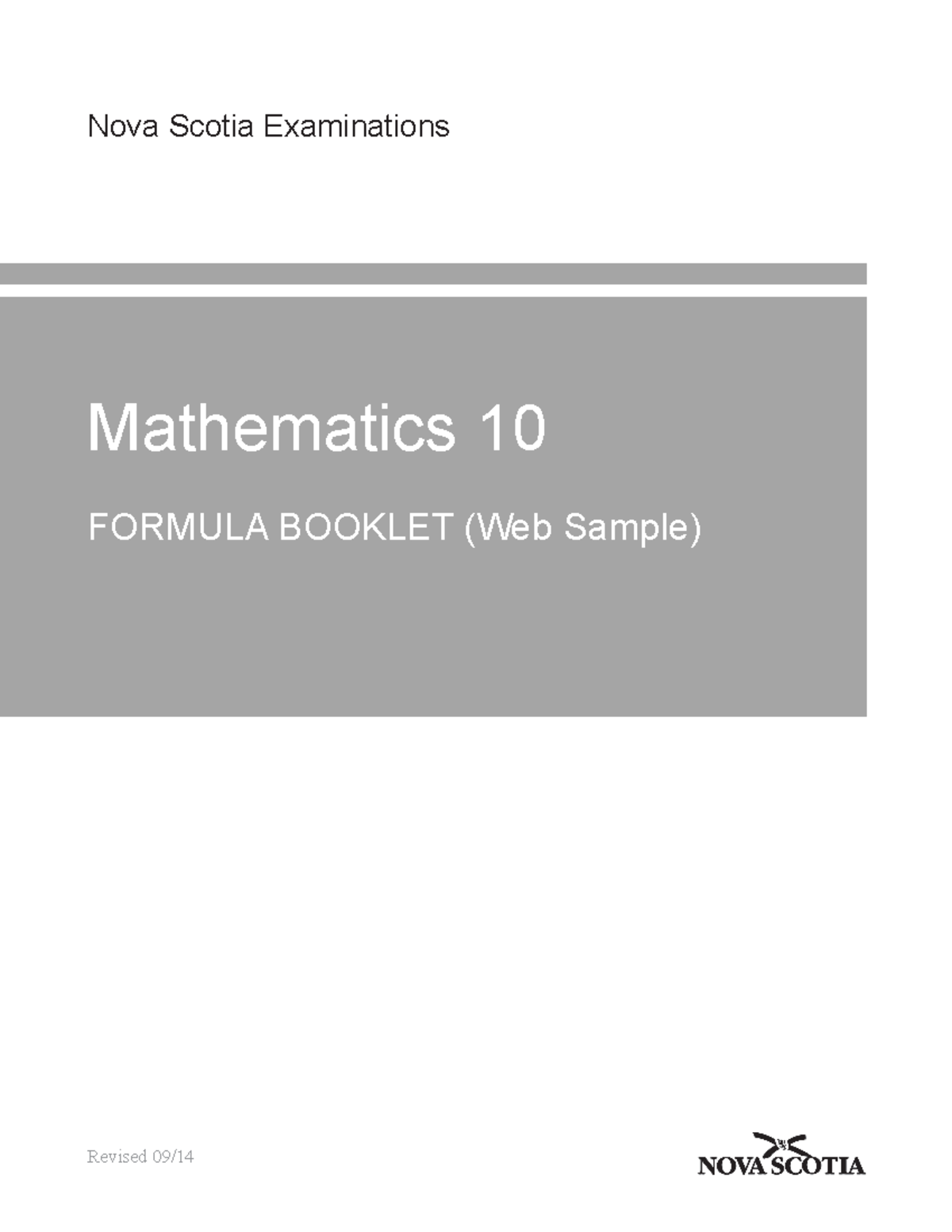 NSE Math 10 Formula 092014 - Nova Scotia Examinations Mathematics 10 ...